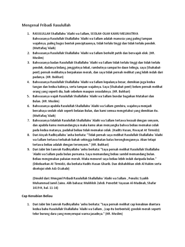 Mengenal Pribadi Rasulullah | PDF