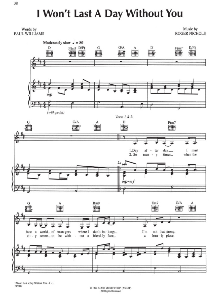 I Wont Last A Day Without You | PDF
