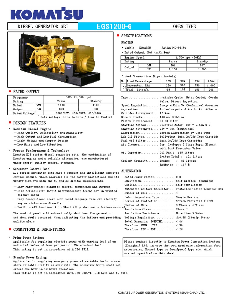 Komatsu SAA12V140-P1150 EGS1200-6 | Diesel Engine | Engines