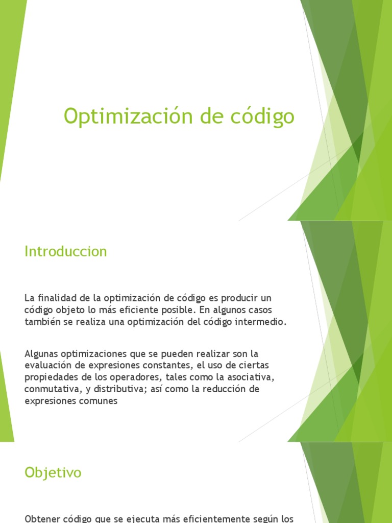 Optimización de Código | Optimización de programas | Compilador Optimización de Código | Optimización de programas | Compilador