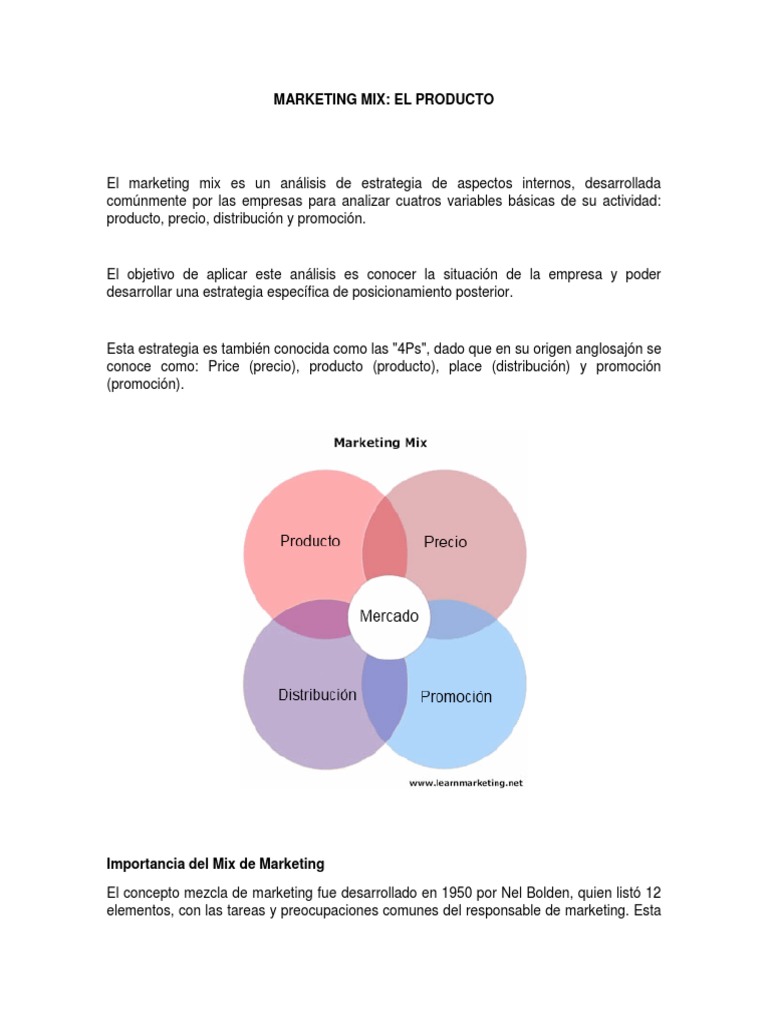 marketing mix | Producto (Negocio) | Negocios