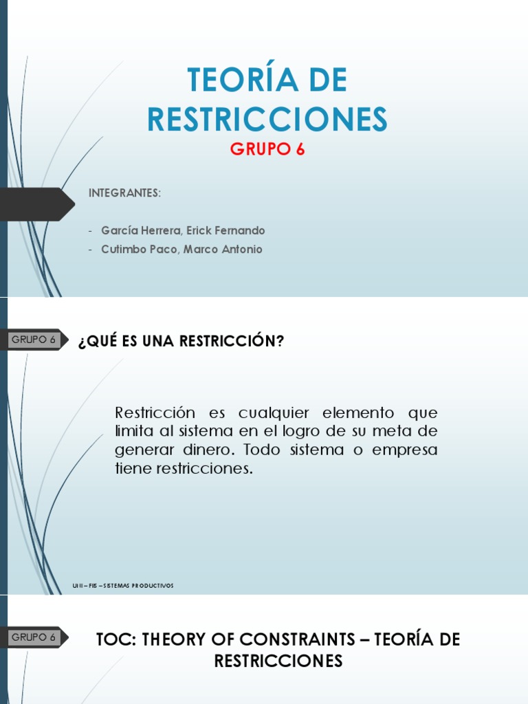 Teoría de Restricciones, Just in Time | PDF | Mercado (economía) | Economias