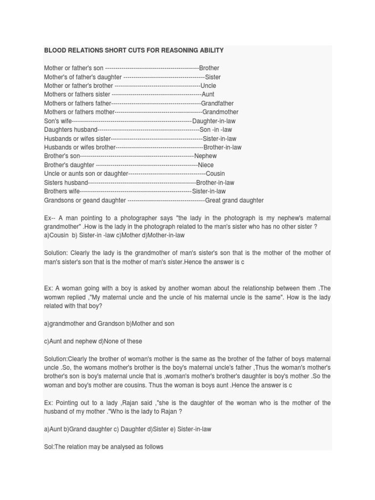 Blood Relation | PDF | Family | Alphabet