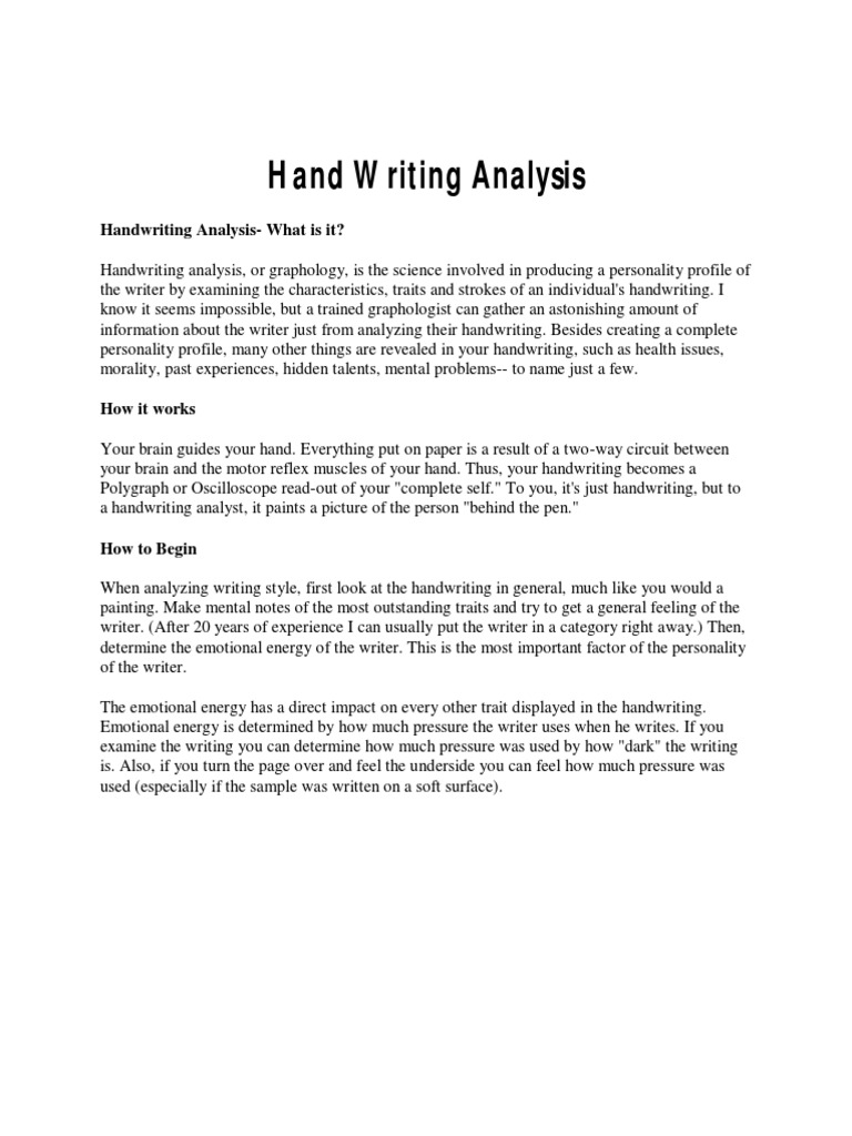 Hand Writing Analysis | PDF | Graphology | Psychological Concepts