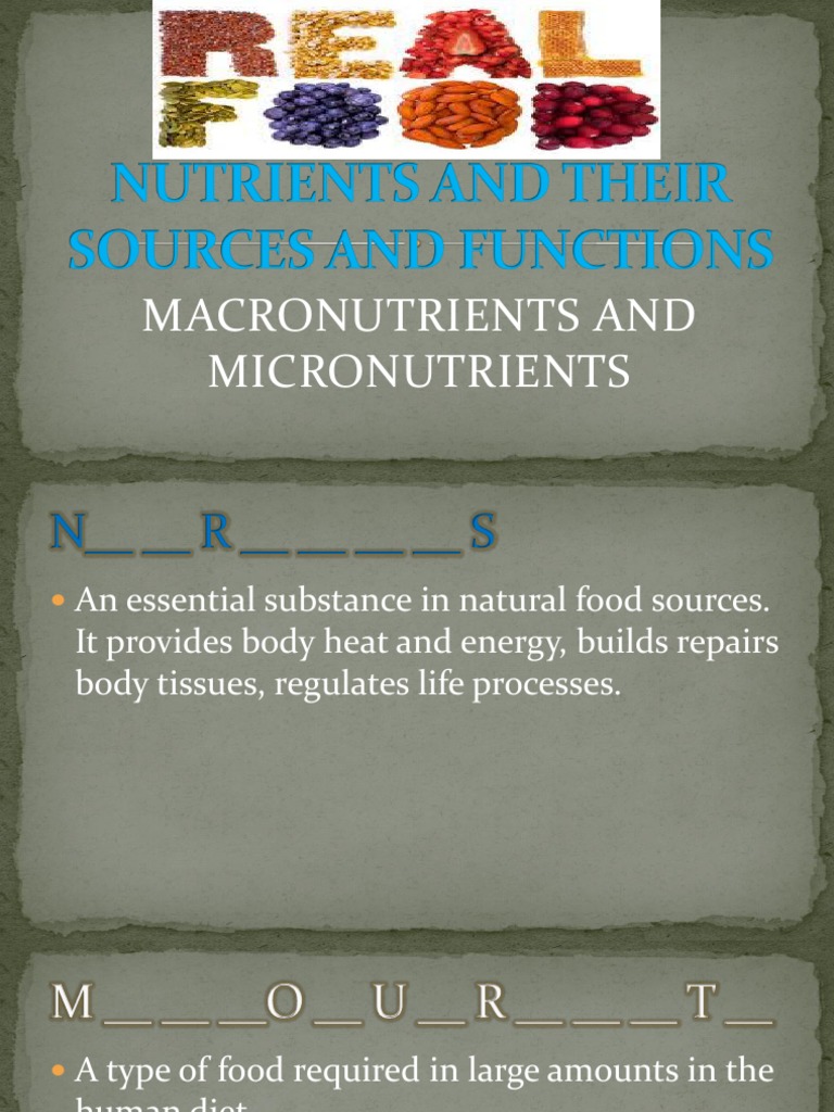 Macronutrients and Micronutrients Overview | PDF | Nutrients | Foods