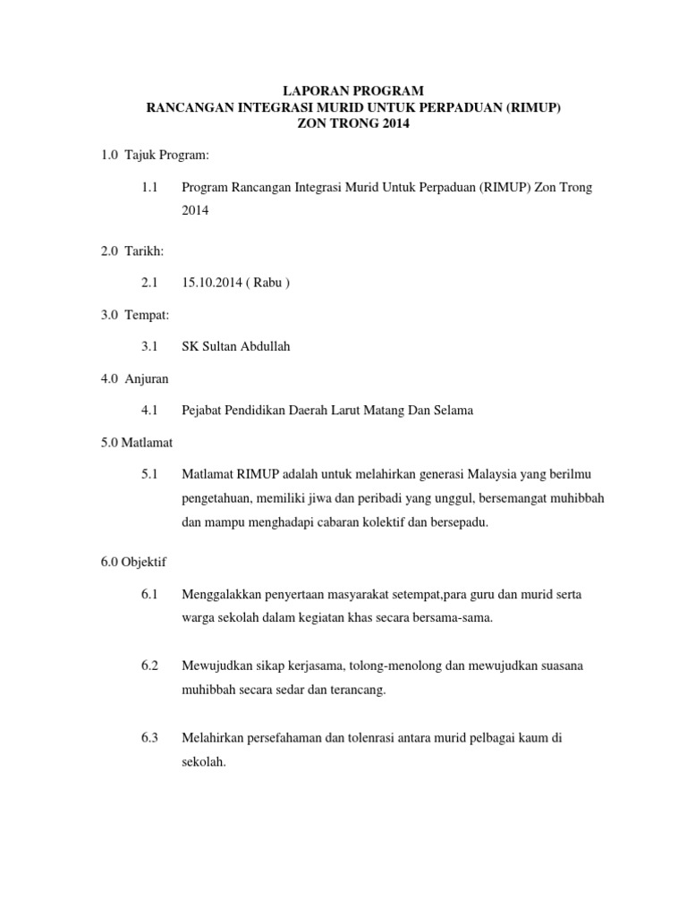 Laporan Program Rimup | PDF