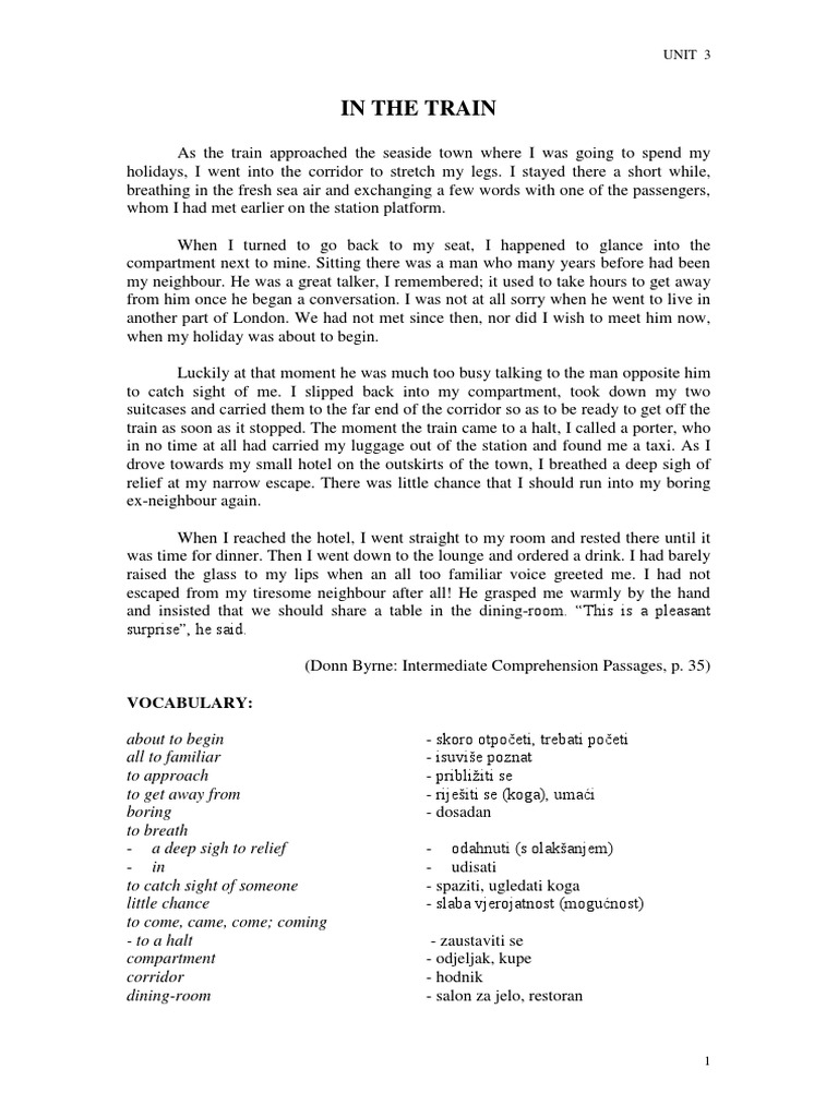 In The Train | PDF | English Language | English Grammar