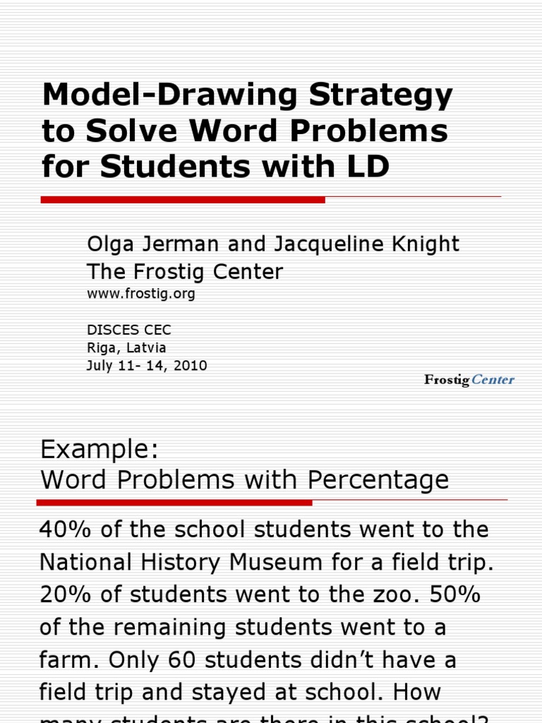Model-Drawing Strategy To Solve Word Problems For Students With LD ...