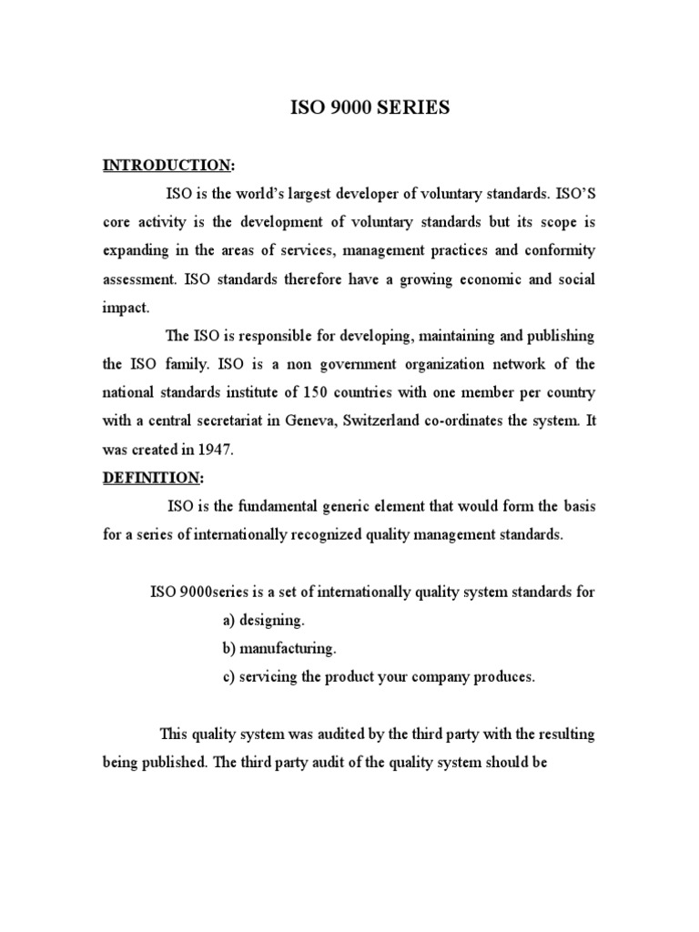 Iso 9000 Series Pdf Iso 9000 Quality Management System