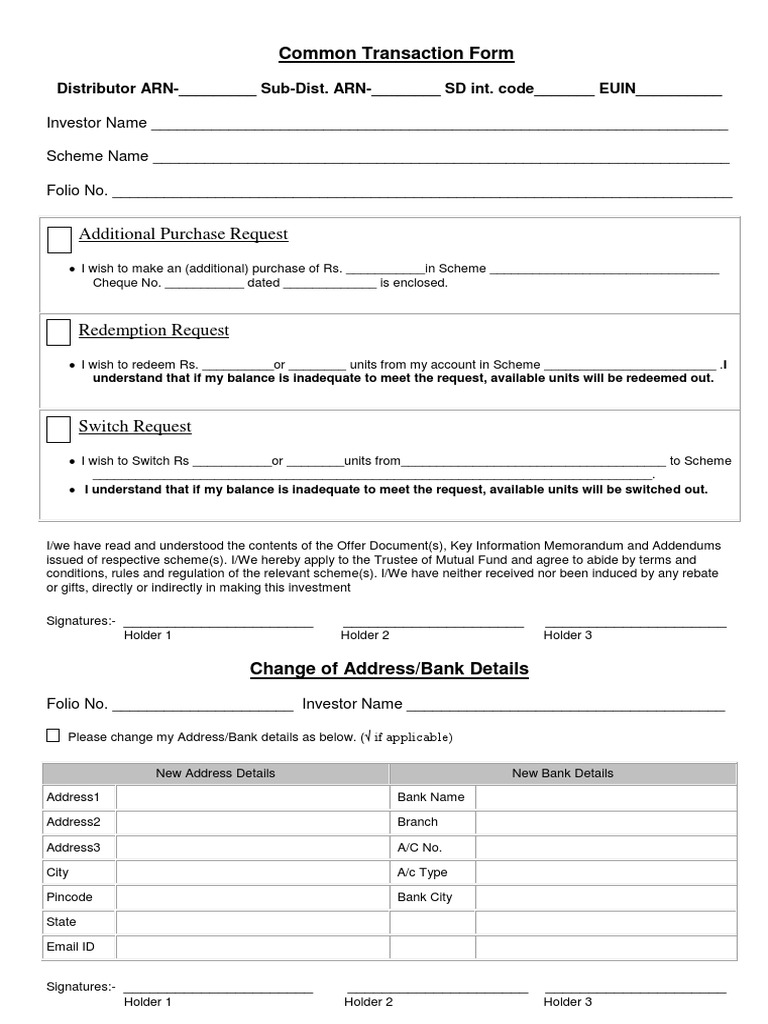 Common Transaction Form PDF | PDF