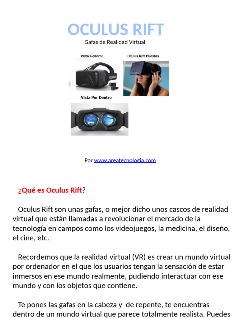 Oculus Rift | PDF | Realidad virtual | Informática