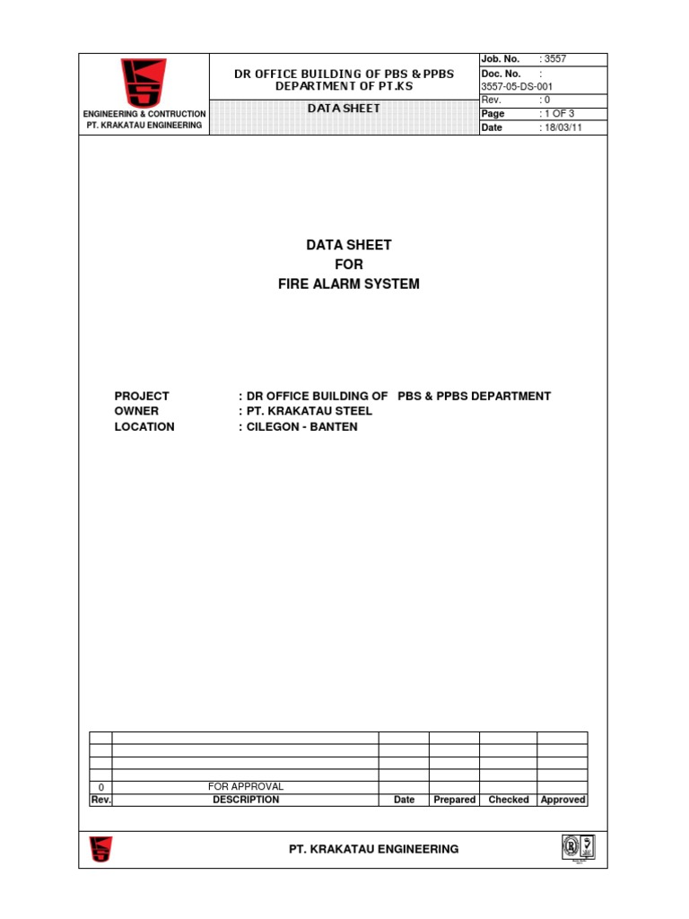 Fire Alarm System Data Sheet for PT Krakatau Steel | PDF | Law | Computers