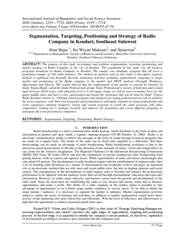 Radio Market Strategy in Kendari | PDF | Swot Analysis | Market ...