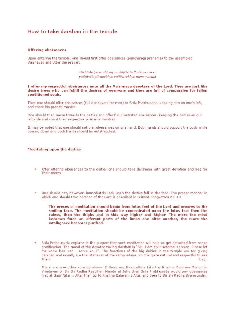 How To Take Darshan in The Temple | PDF | Krishna | Hinduism