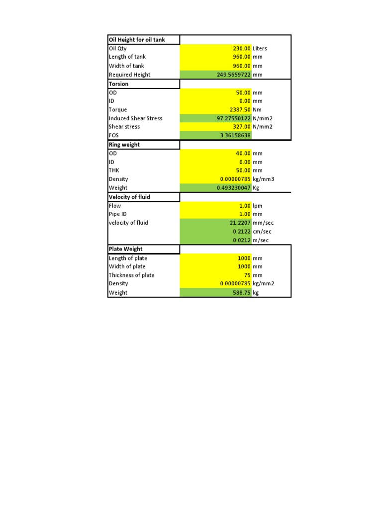 Multi Purpose Excel Utility Sheet | PDF | Shear Stress | Mechanics