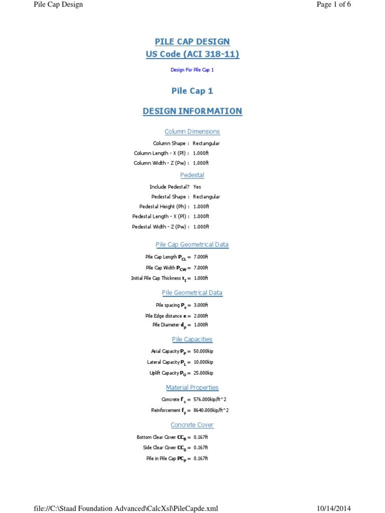 Staad Foundation Pile Calc Sheet | PDF | Deep Foundation | Column