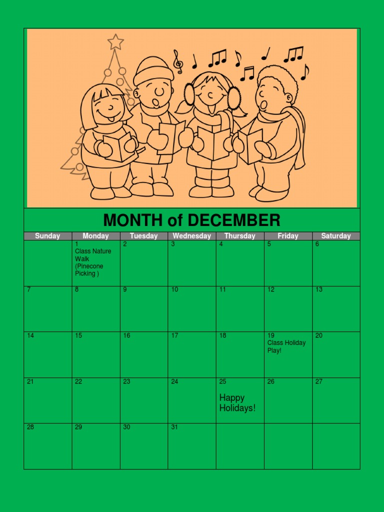 December Class Activities Calendar | PDF