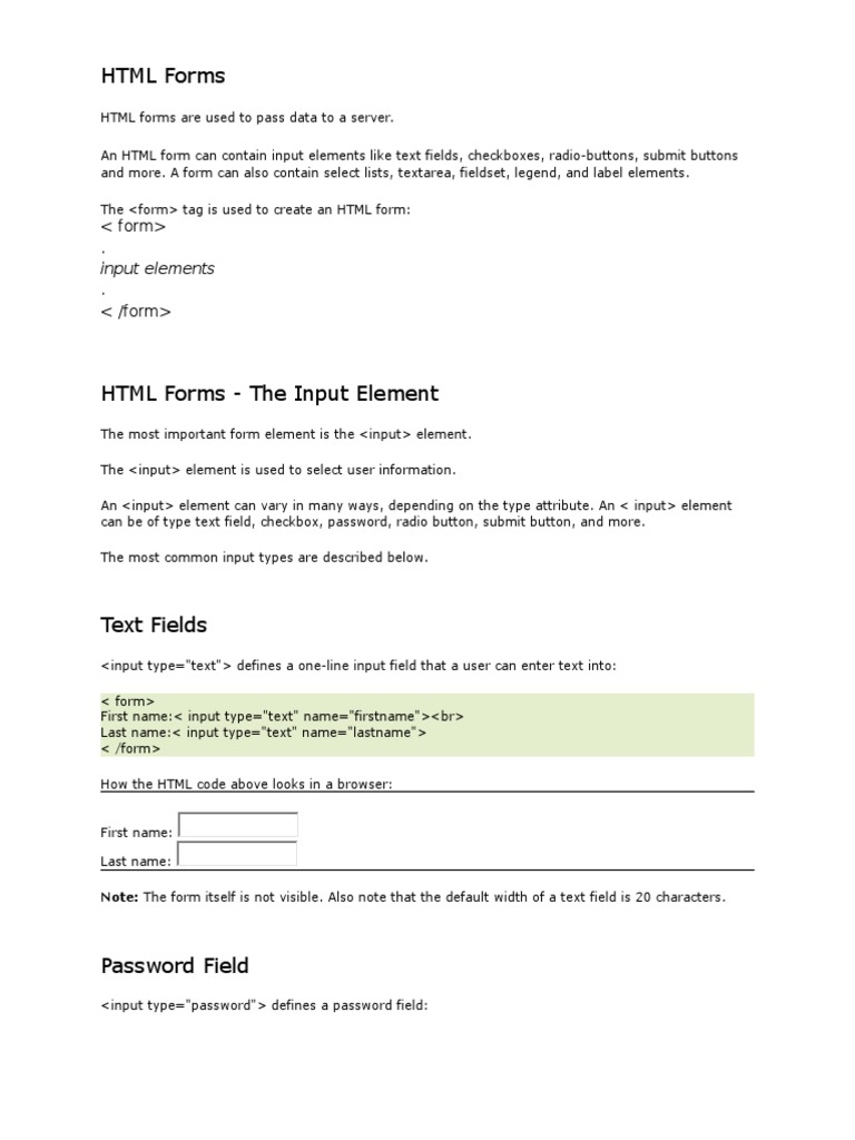 HTML Forms: - . | PDF | Html | Hypertext HTML Forms: - . | PDF | Html | Hypertext