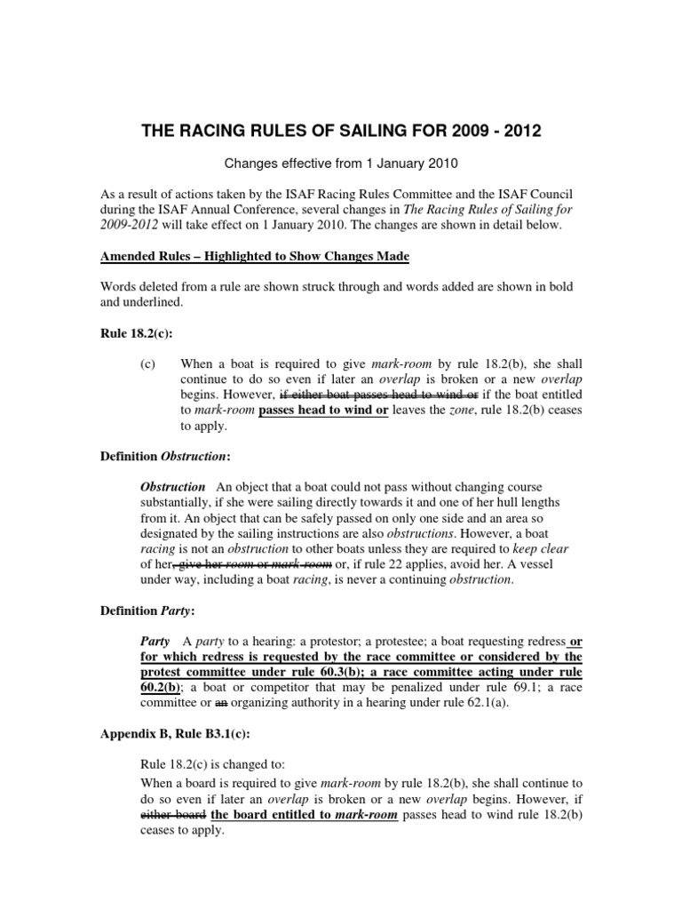 The Racing Rules of Sailing For 2009 | PDF | Virtue | Social Institutions
