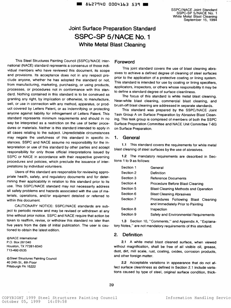 SSPC SP5 PDF | PDF | Patent
