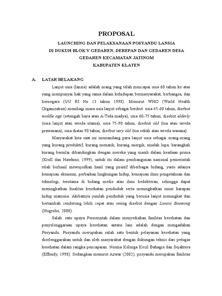 Proposal Posyandu Lansia | PDF