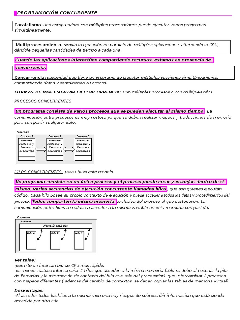 Programación Concurrente | PDF | Hilo (Computación) | Proceso (Computación)