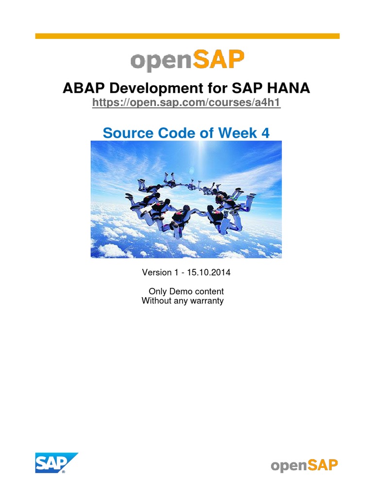 OpenSAP A4h1 Week 4 Source Code | PDF | Interface (Computing) | Computing