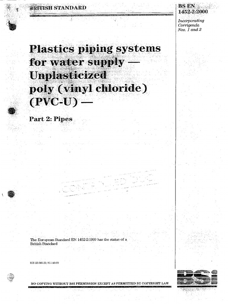 BS en 1452 Part 2 - PVC Water | PDF