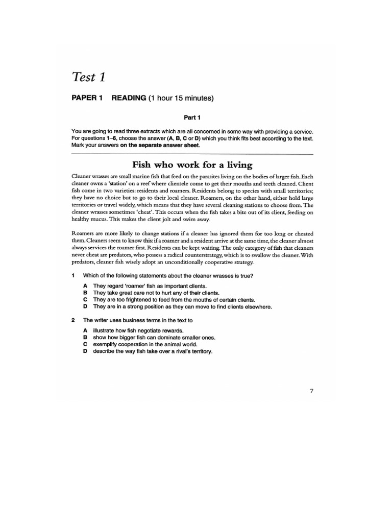 Reading Test 1 | PDF