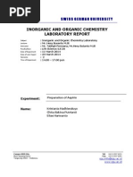Synthesis of Aspirin Lab Report | PDF | Aspirin | Crystallization