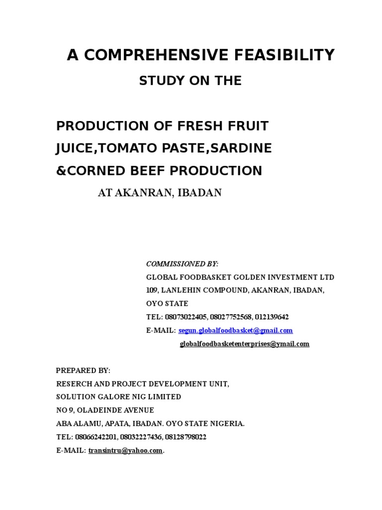 A Comprehensive Feasibility Santos12 | PDF | Feasibility Study | Juice