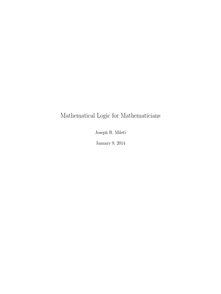 Logic For Mathematicians Full | PDF | First Order Logic | Teaching ...