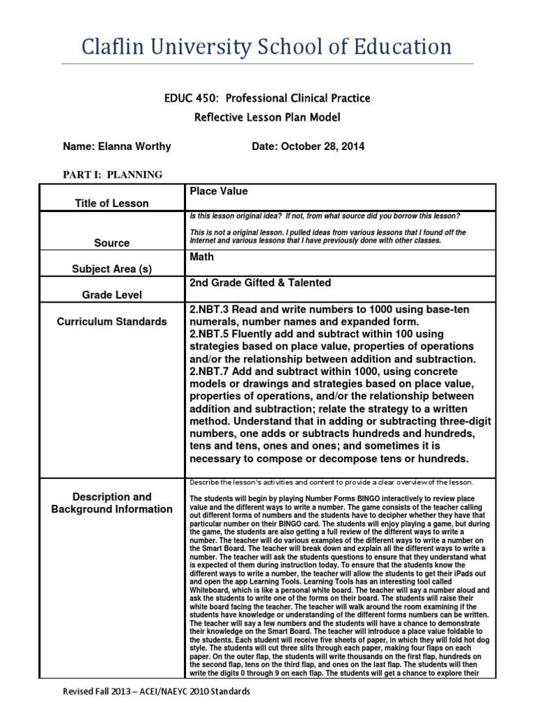Reflective Lesson Plan-Math | PDF | Physical Education | Teachers