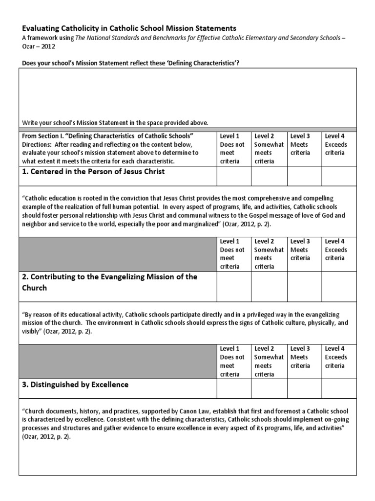 Evaluating Catholic School Mission Statements | PDF | Catholic Church ...