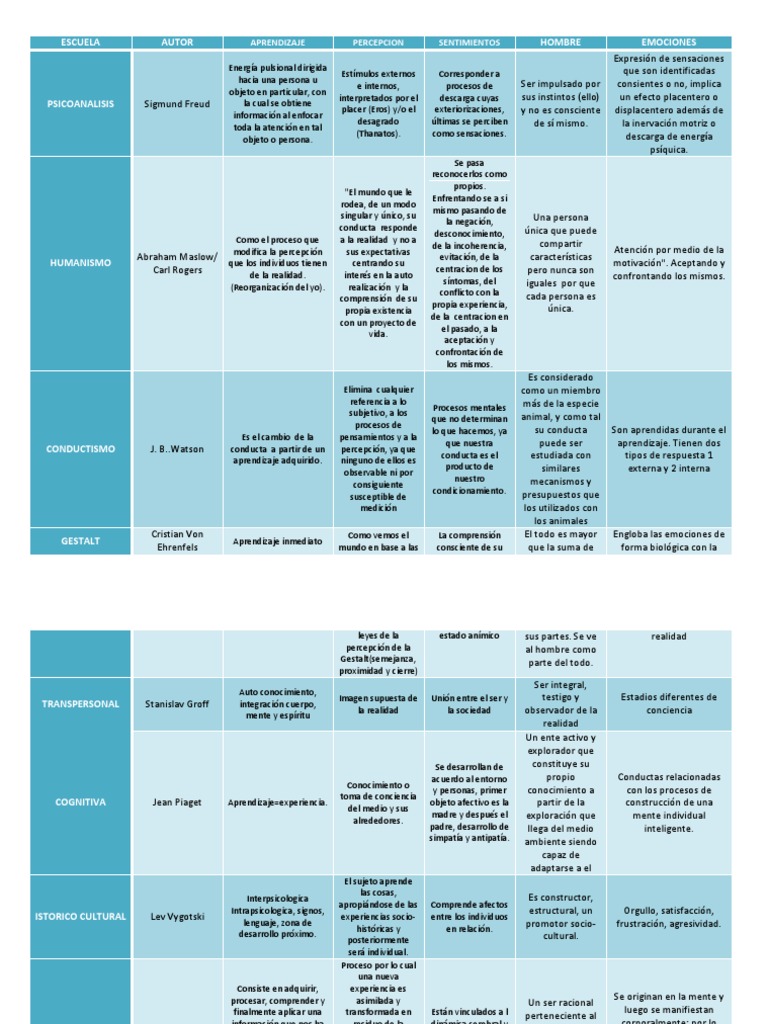 Matriz Parametrica de Escuelas de Psicologia | PDF | Percepción | Sicología