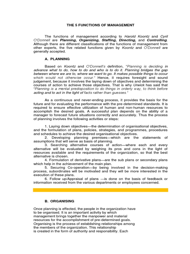 Five Functions of Management (Theories) | PDF | Performance Appraisal ...