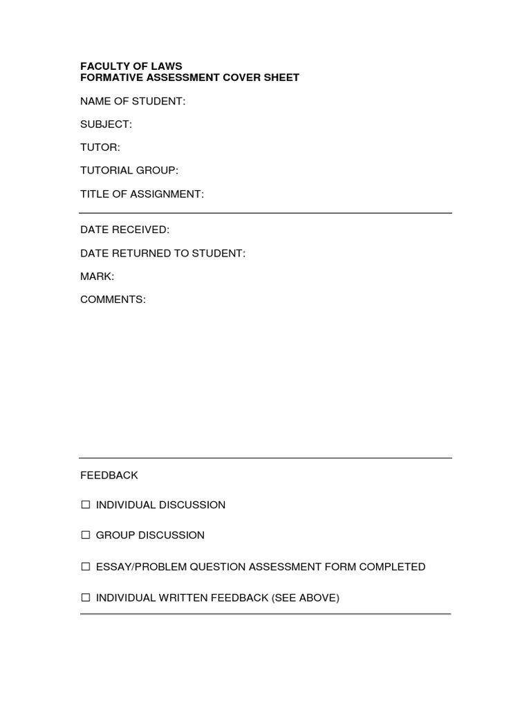 Law Assignment Cover Sheet Template | PDF