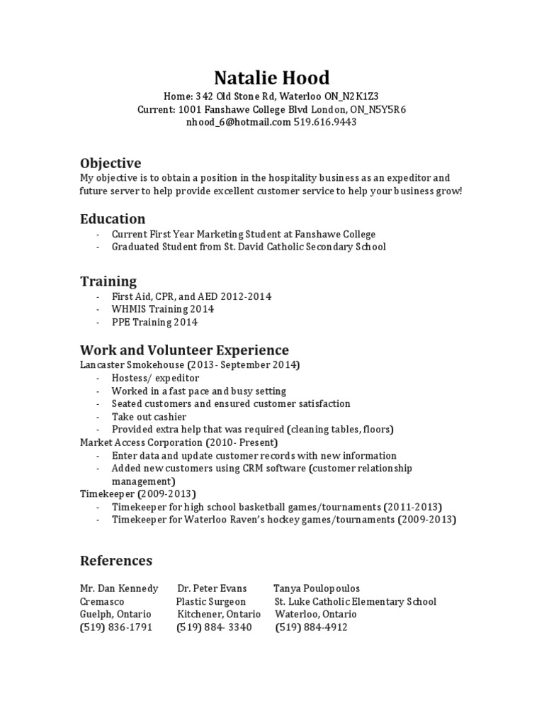 Natalie Hood Resume | PDF