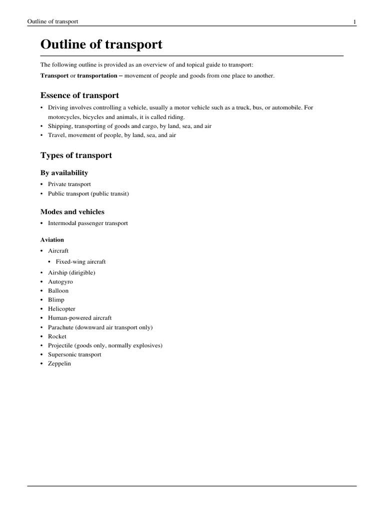Outline of Transport | PDF | Rail Transport | Rapid Transit