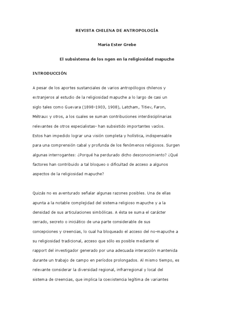 El Subsistema de Los Ngen en La Religiosidad Mapuche | PDF | Religión y ...