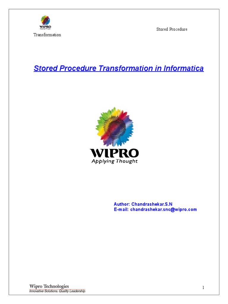 Stored Procedure Transformation in Informatica | PDF | Parameter (Computer Programming) | Subroutine