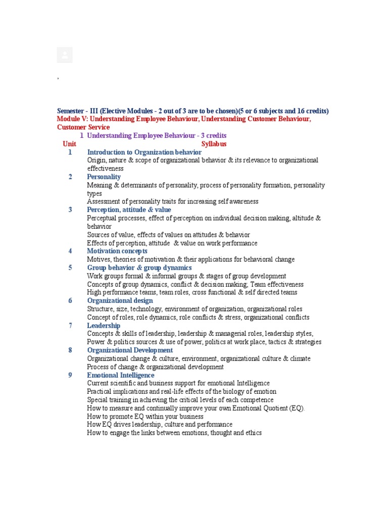 Semester - III (Elective Modules - 2 Out of 3 Are To Be Chosen) (5 or 6 ...