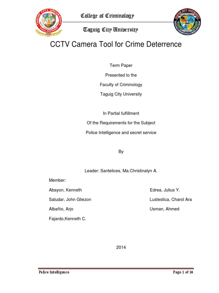 Police Intel Term Paper | PDF | Closed Circuit Television | Surveillance