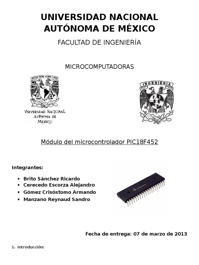 Módulo Del Microcontrolador PIC18F452 | PDF | Microcontrolador | Diseño electronico
