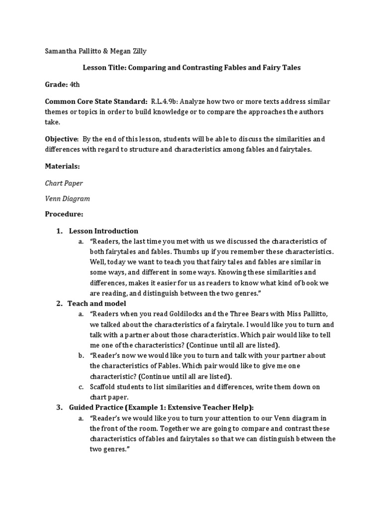 Fables vs Fairy Tales: A Lesson Plan | PDF | Fairy Tales | Lesson Plan