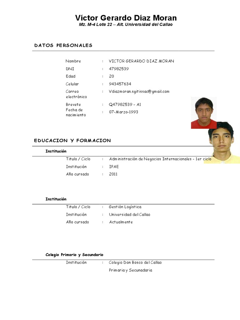 CV de Víctor Gerardo Díaz Moran | PDF