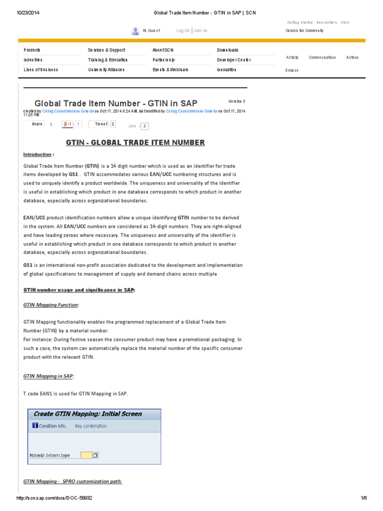 Global Trade Item Number - GTIN in SAP - SCN | PDF | Computing ...