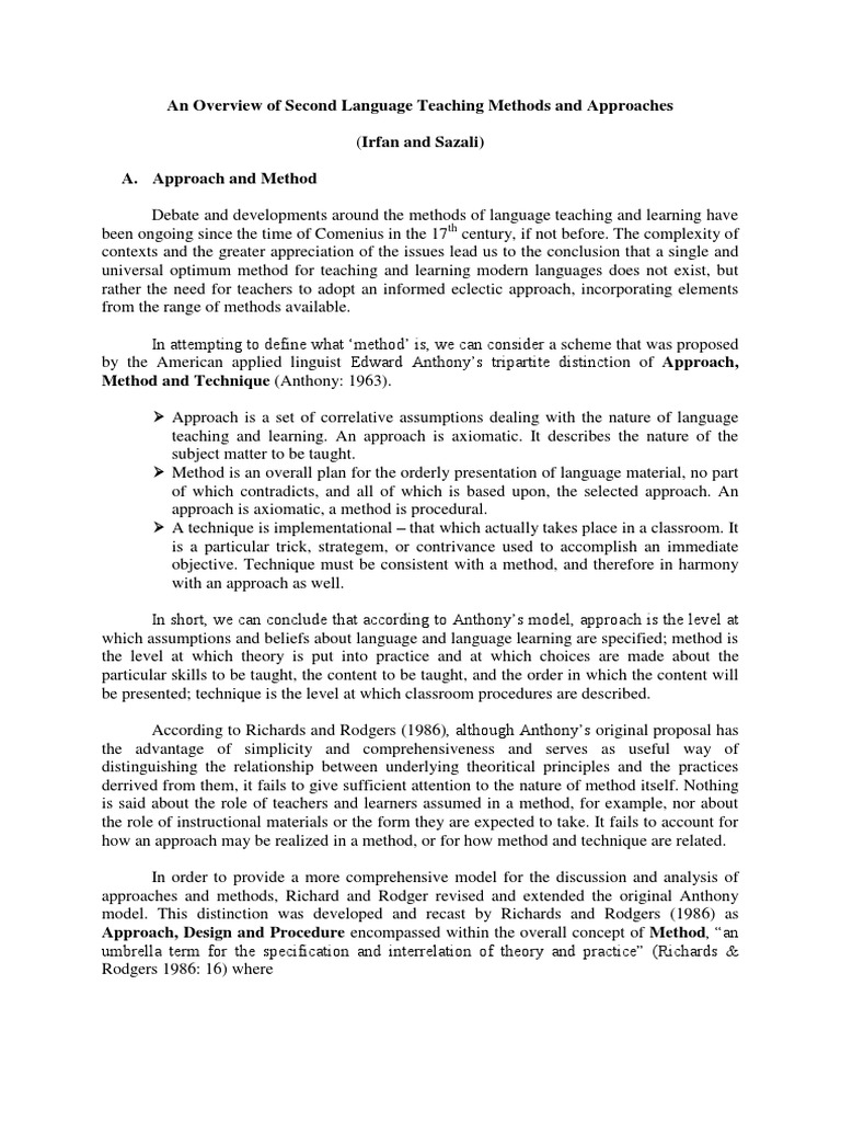 Approach, Method, and Technique | PDF | Language Education | Theory