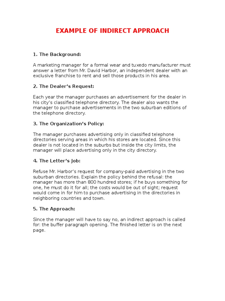 Indirect Approach Sample | Advertising | Business Economics
