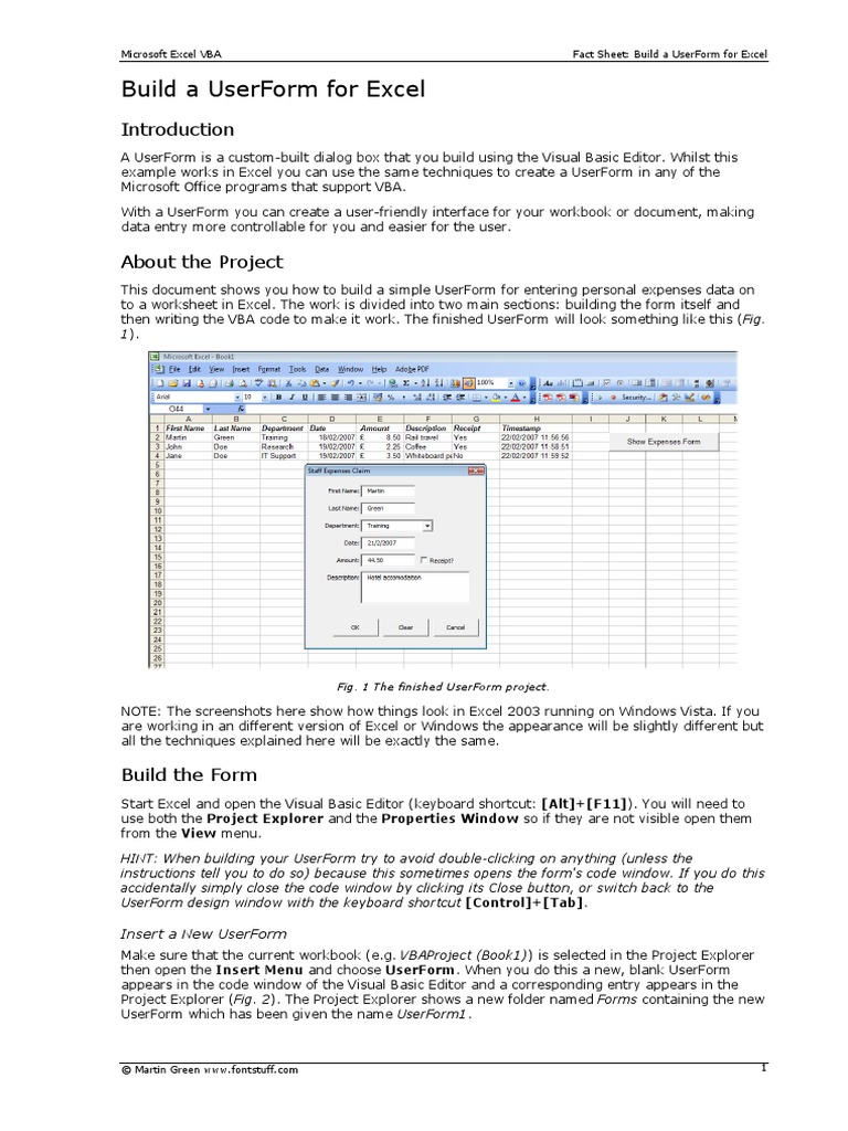 User Forms in MS Excel | PDF